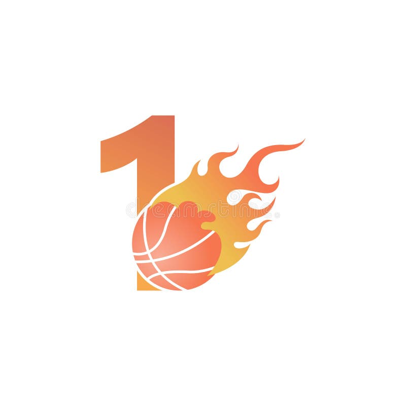 Number 1 with Basketball Ball on Fire Illustration Stock Vector ...