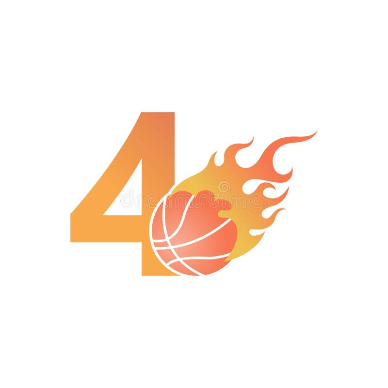 Number 4 with Basketball Ball on Fire Illustration Stock Vector ...