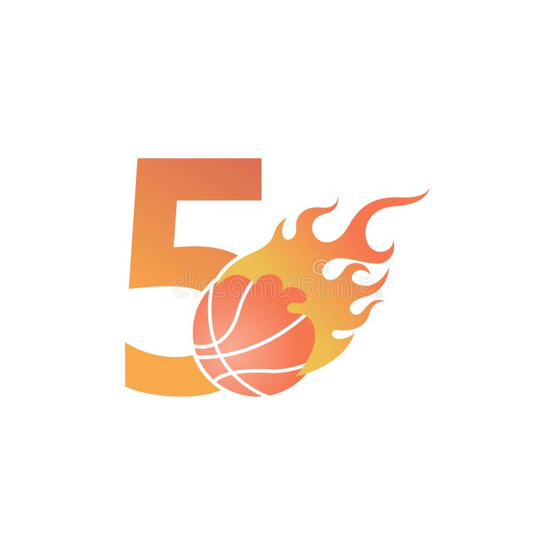Number 5 with Basketball Ball on Fire Illustration Stock Vector ...