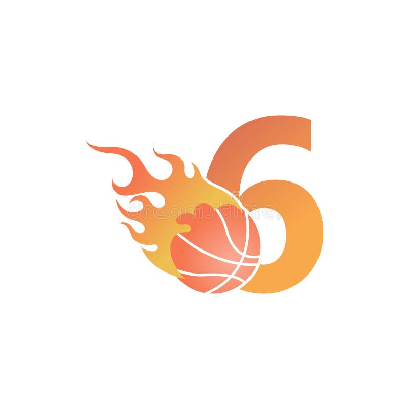 Number 6 with Basketball Ball on Fire Illustration Stock Vector ...
