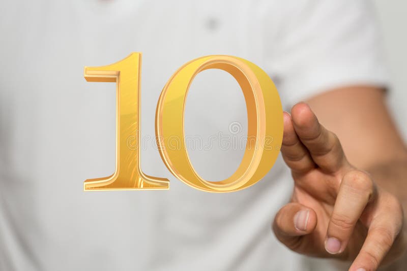Number 10 Behind a Person S Fingers Stock Image - Image of profit ...