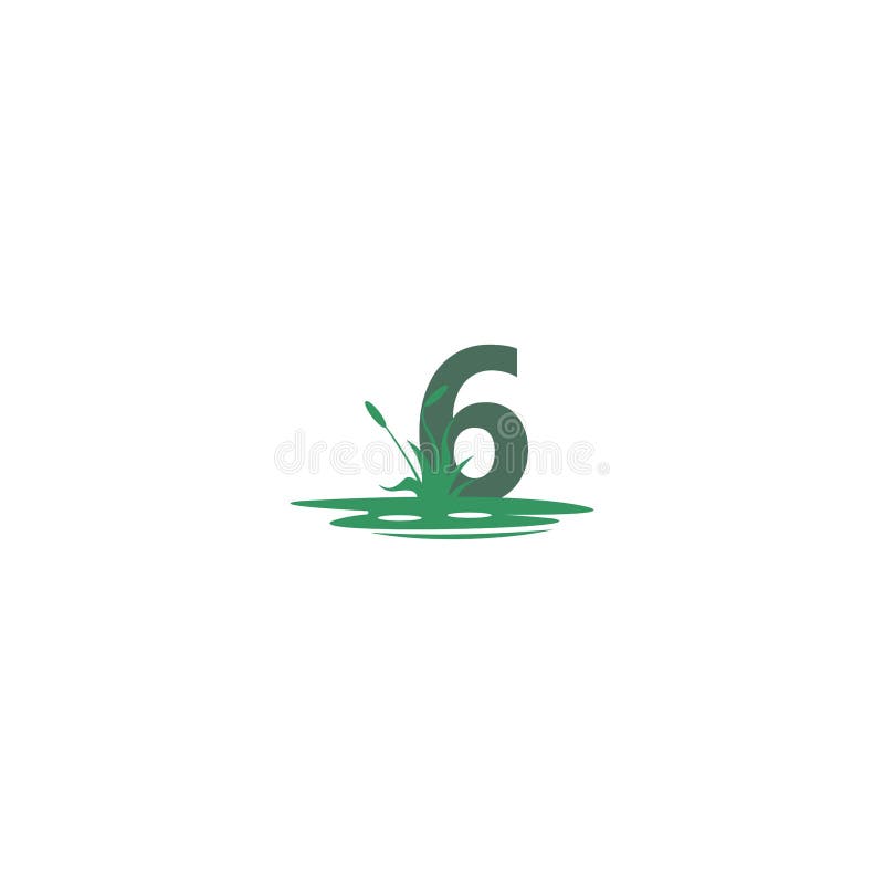Number 6 Behind Puddles and Grass Template Stock Illustration ...