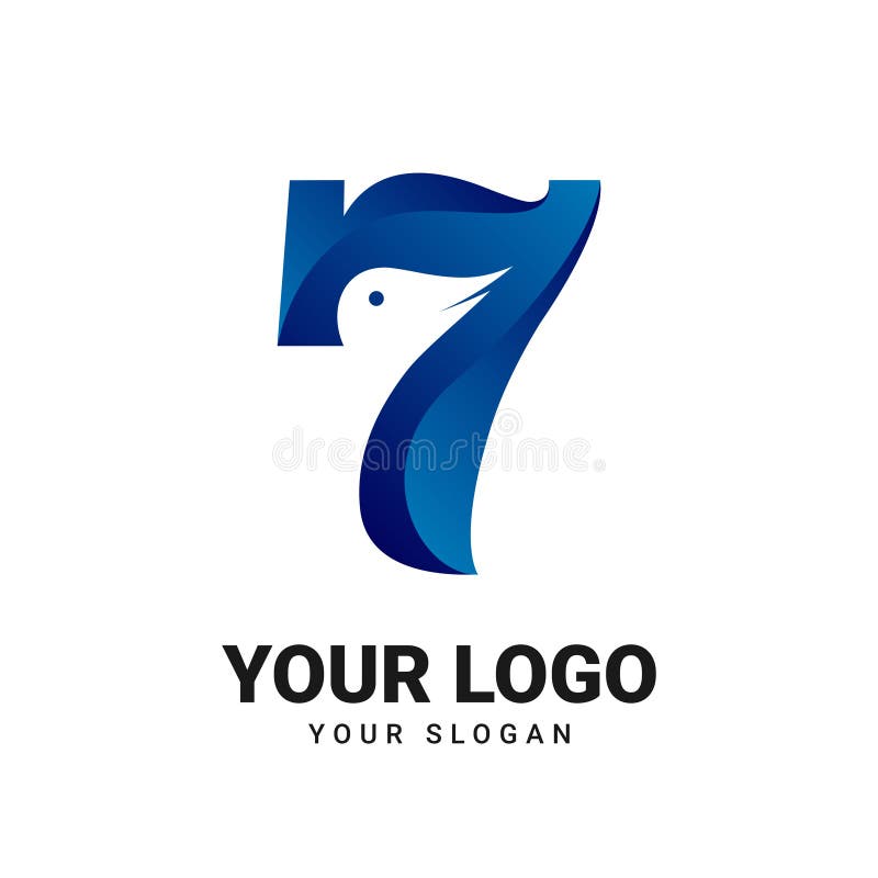 Number 7 with Bird Head Minimalist 3D Vector Stock Vector ...