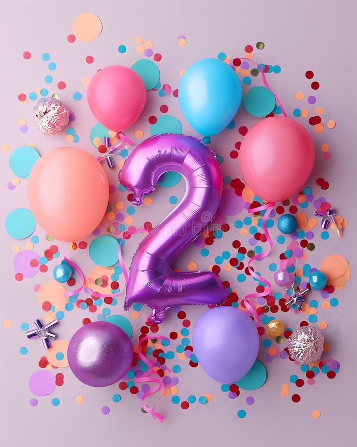 Number 2 Birthday Balloons Design Stock Illustration - Illustration of ...