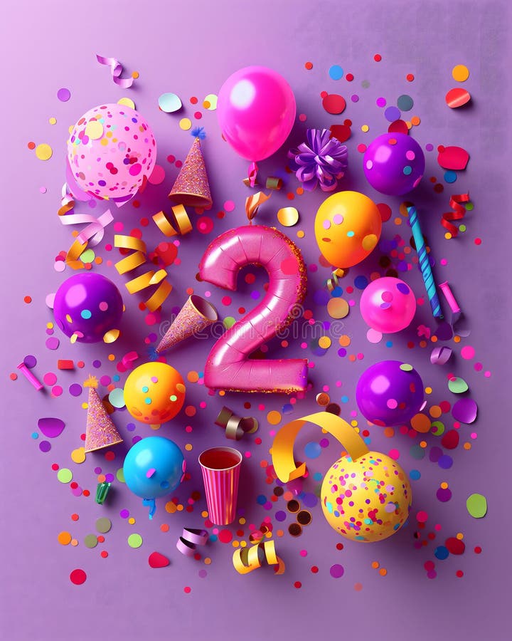 Number 2 Birthday Balloons Design Stock Illustration - Illustration of ...