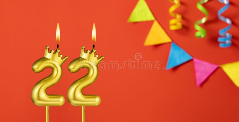 Number 22 Birthday Candle Orange Background Pennants Stock Photos ...