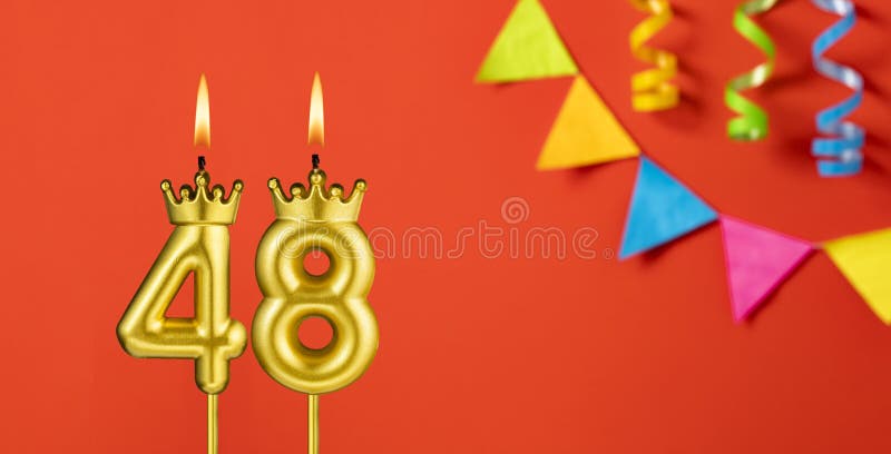Number 48 Birthday Candle Orange Background Pennants Stock Photos ...