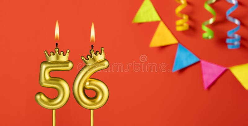 Number 56 Birthday Candle Orange Background Pennants Stock Photos ...