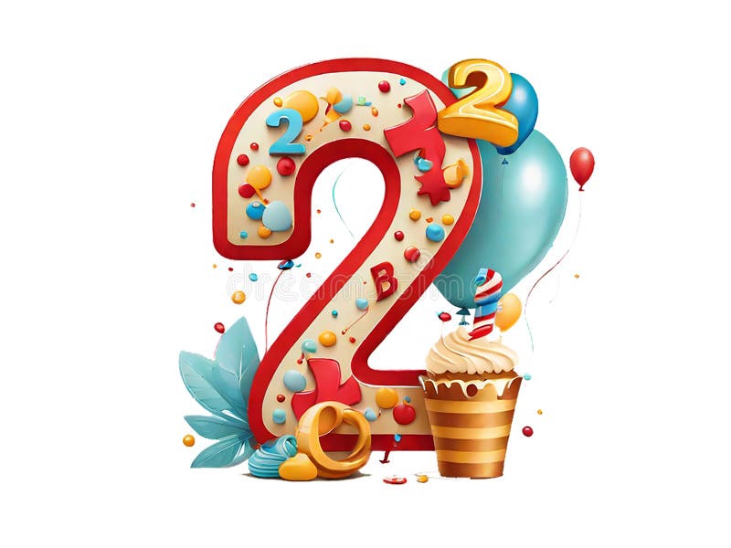 Number 2 Birthday Illustration Kids Stock Photo - Illustration of ...