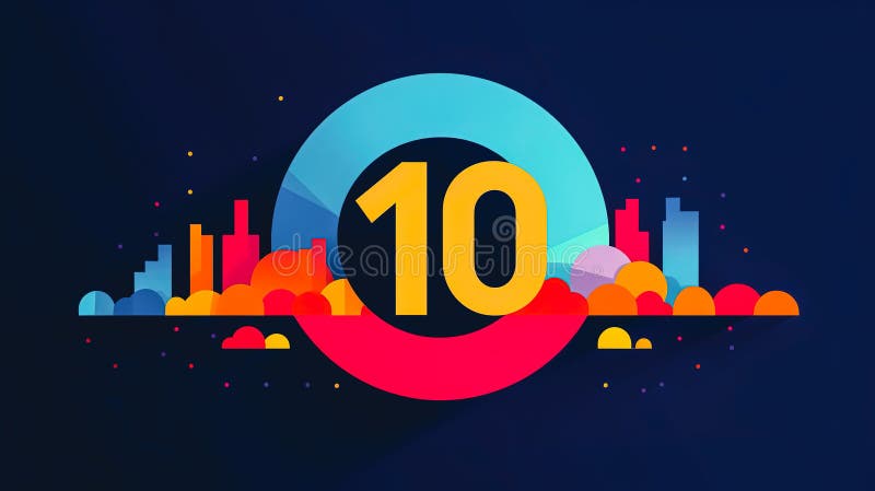 Number 10 on a Black Background in a Circle, Generative AI. Stock ...