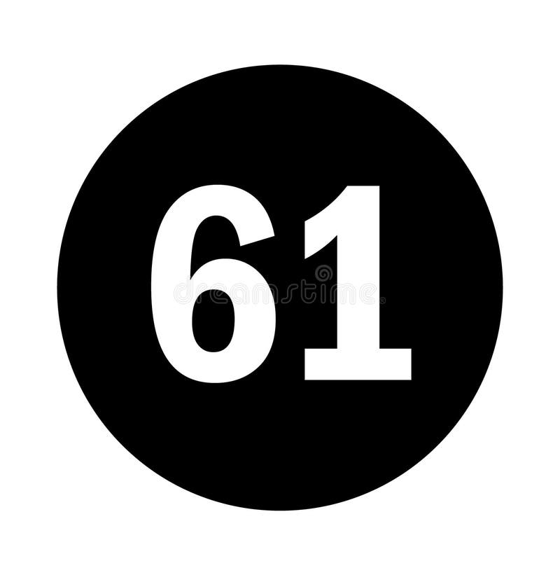 Number 61 Logo with Black Circle Background Stock Vector - Illustration ...