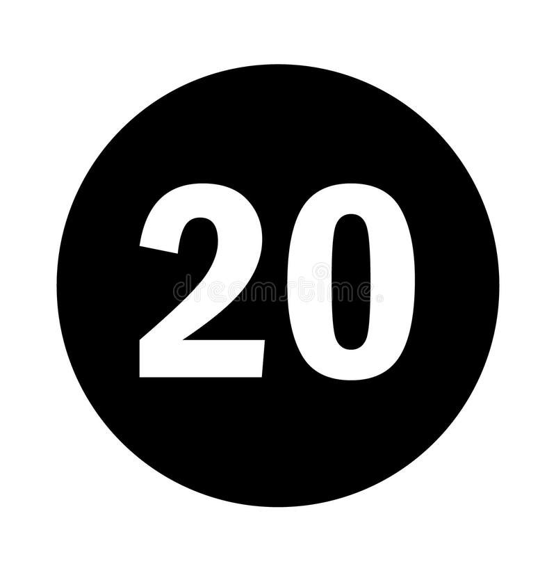 Number 20 Logo with Black Circle Background Stock Vector - Illustration ...