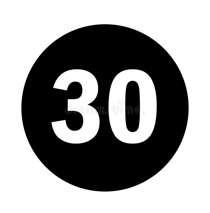 Number 30 Logo with Black Circle Background Stock Vector - Illustration ...
