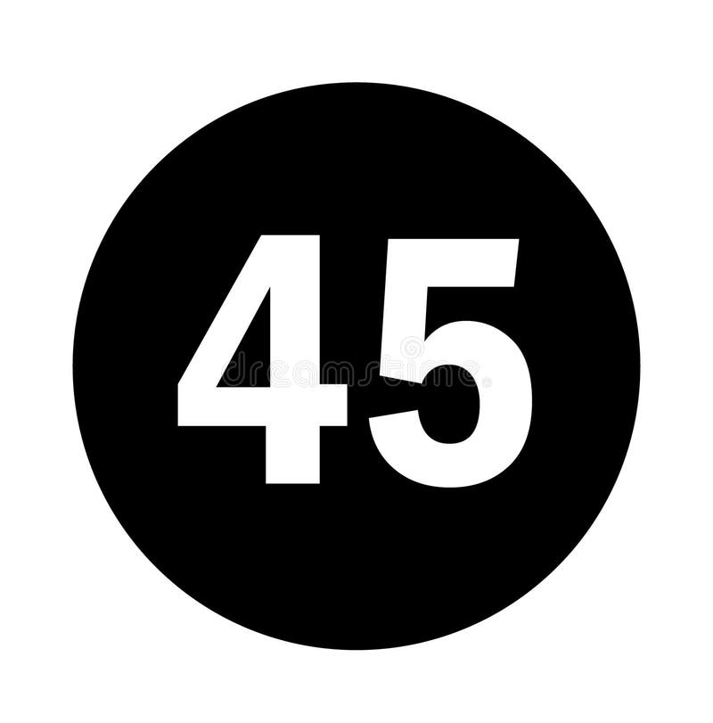Number 45 Logo with Black Circle Background Stock Vector - Illustration ...