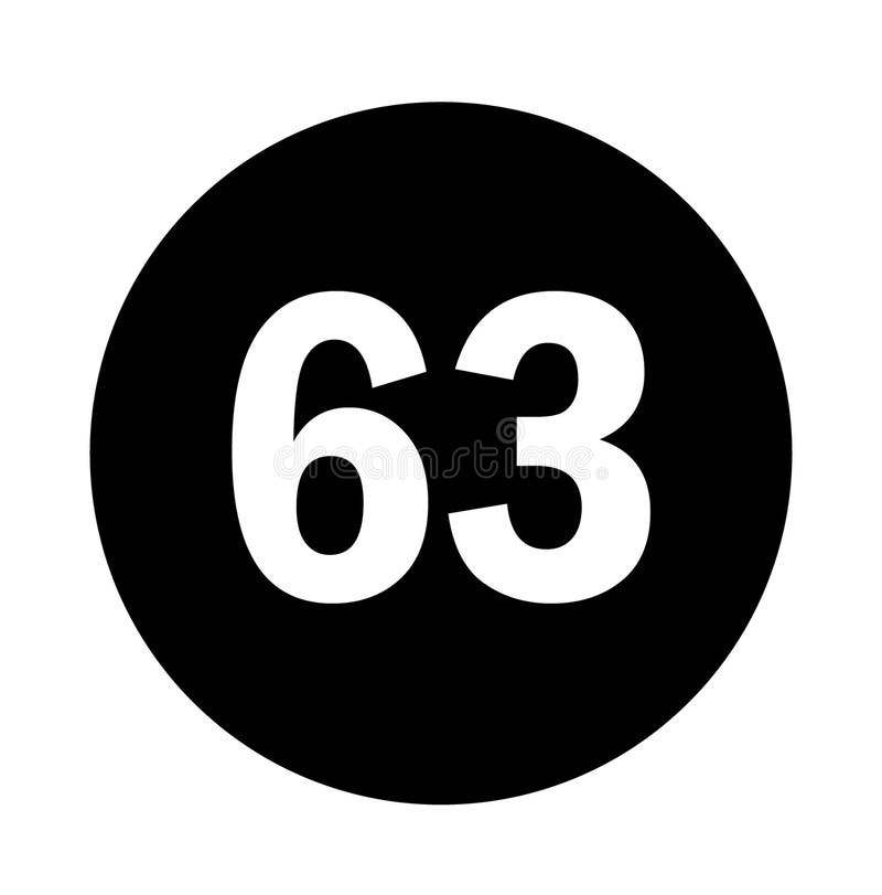 Number 63 Logo with Black Circle Background Stock Vector - Illustration ...