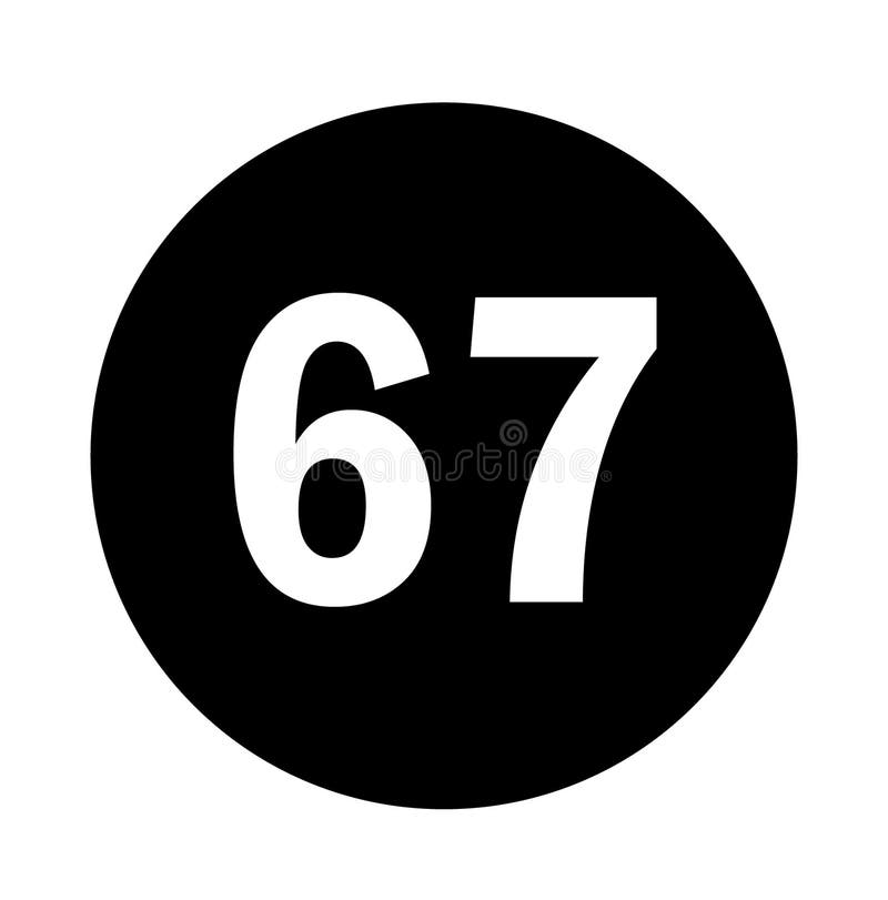 Number 67 Logo with Black Circle Background Stock Vector - Illustration ...