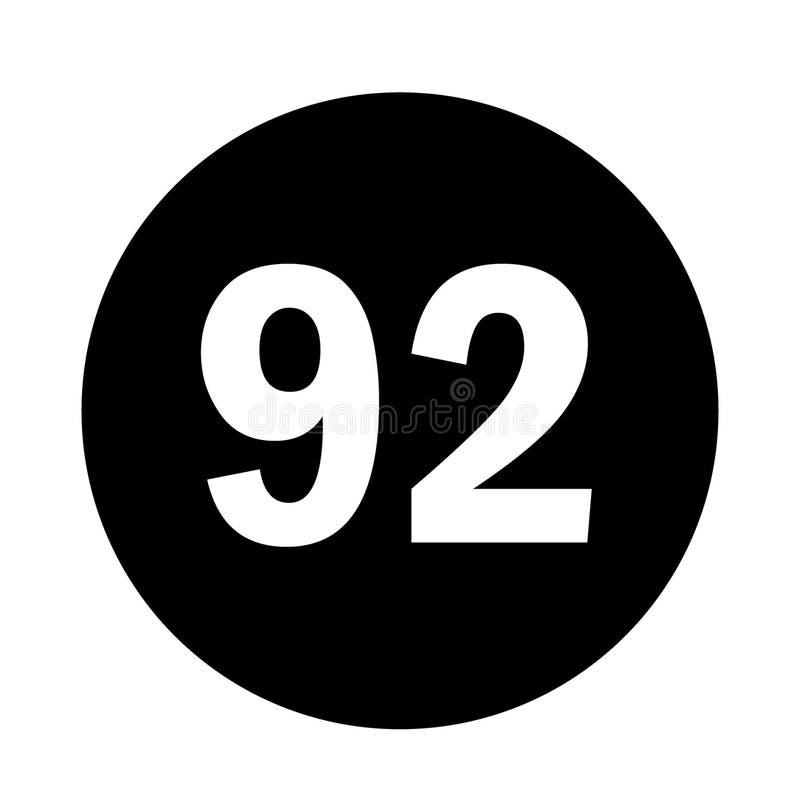 Number 92 Logo with Black Circle Background Stock Vector - Illustration ...