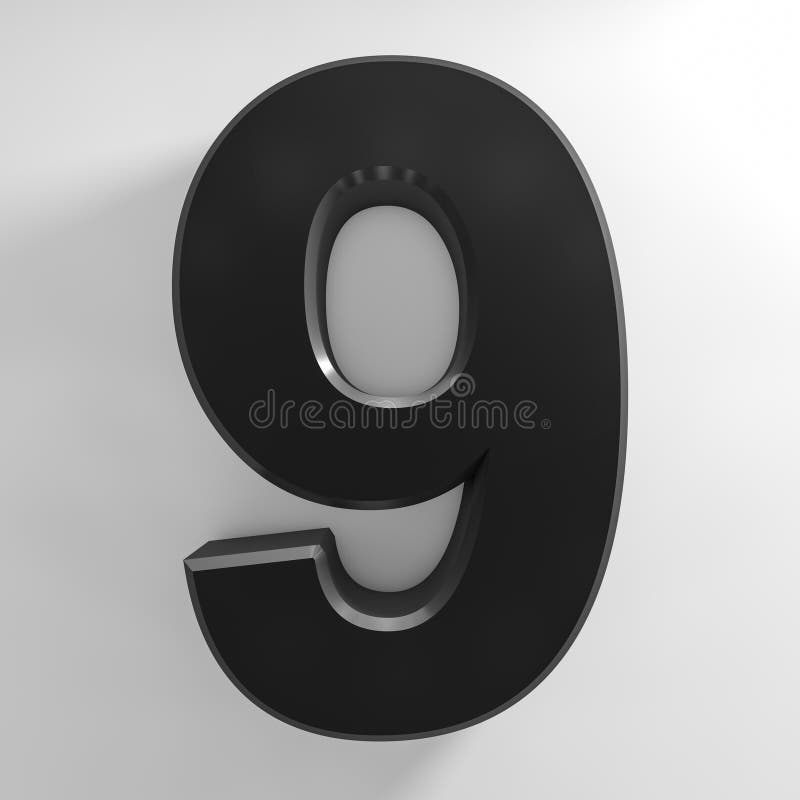 Number Nine 9 in Black Color Stock Photo - Image of number, digit ...