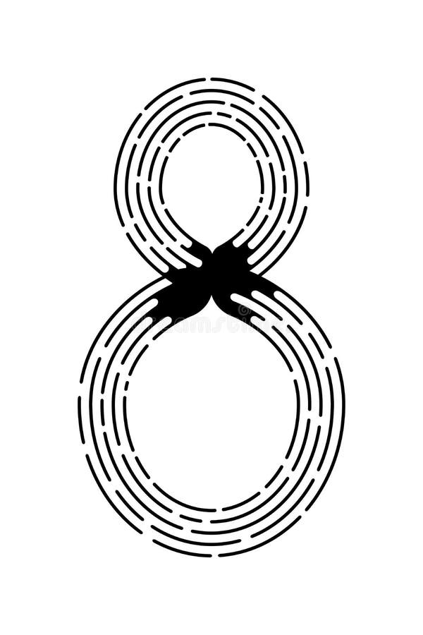Number 8 from Black Dotted Lines Isolated on White Background. Design ...