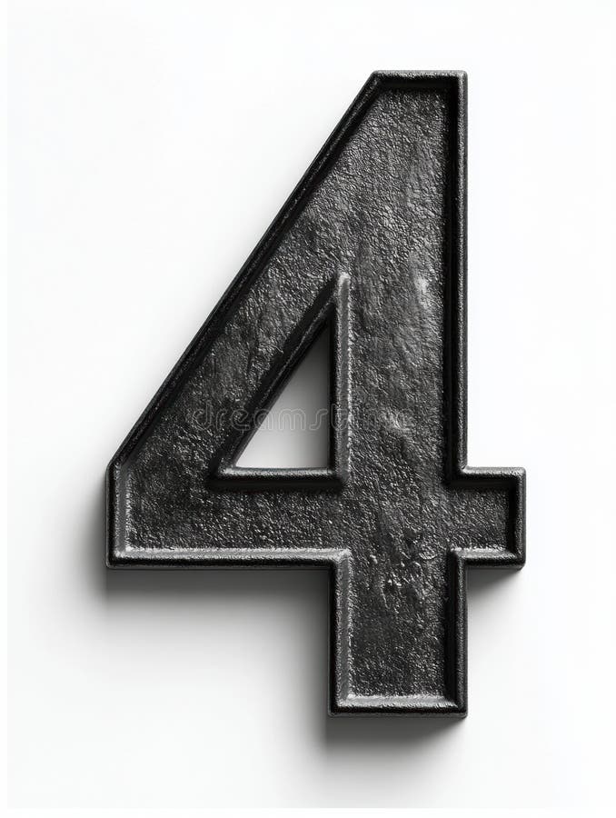 The Number 4 is Black and Has a Rough Texture Stock Illustration ...