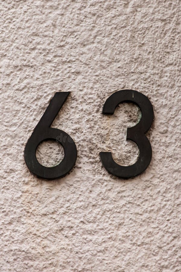 Number 43 Black Hand Painted House Number on White Wall Stock Photo ...