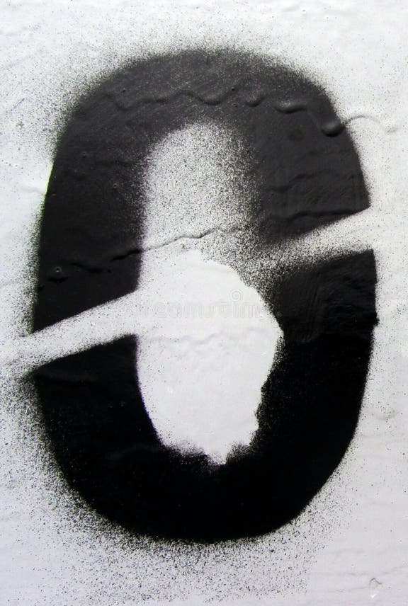 Number 0 Black Sprayed Digit on Rust Painted White Metal Surface Stock ...