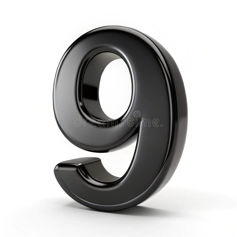 Number 9 Black Symbol Isolated on White Background Stock Image - Image ...