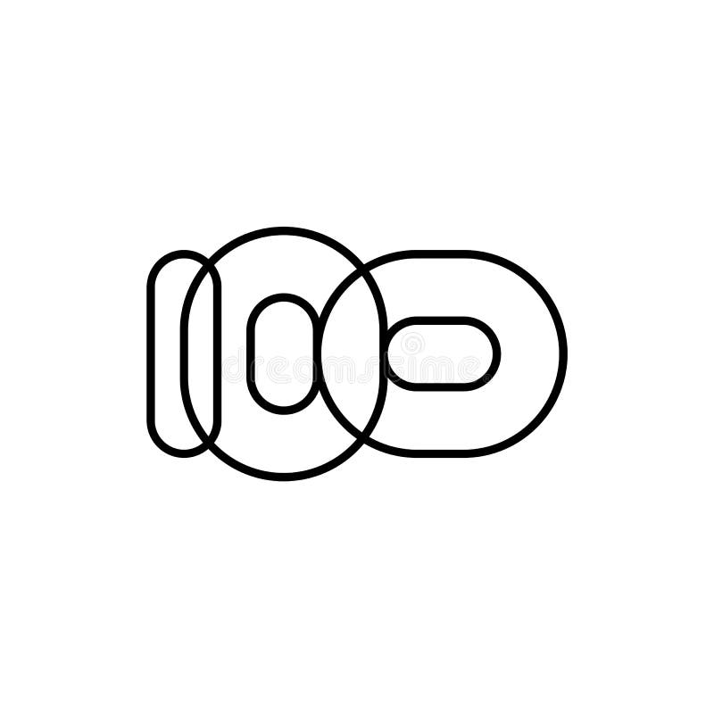 Number 100, Black and White Overlapping Thin Lines Stock Illustration ...