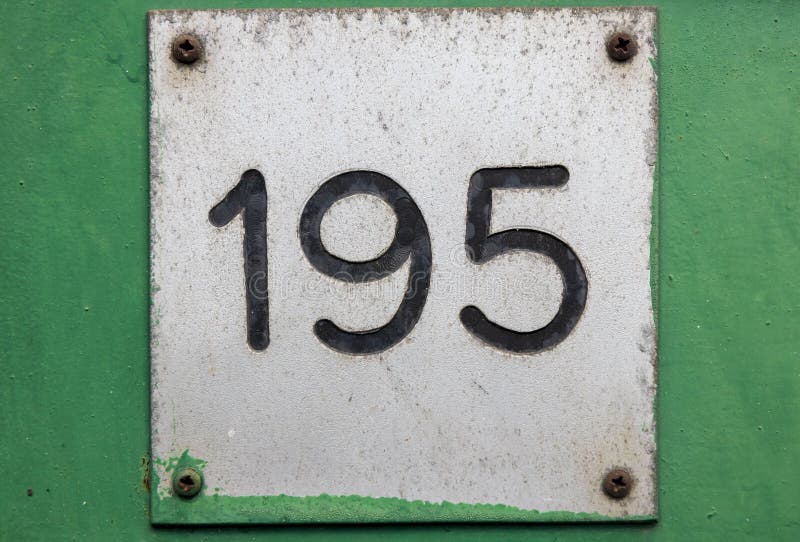 Metal Door Plate Number 195 Stock Image - Image of luck, power: 271065151