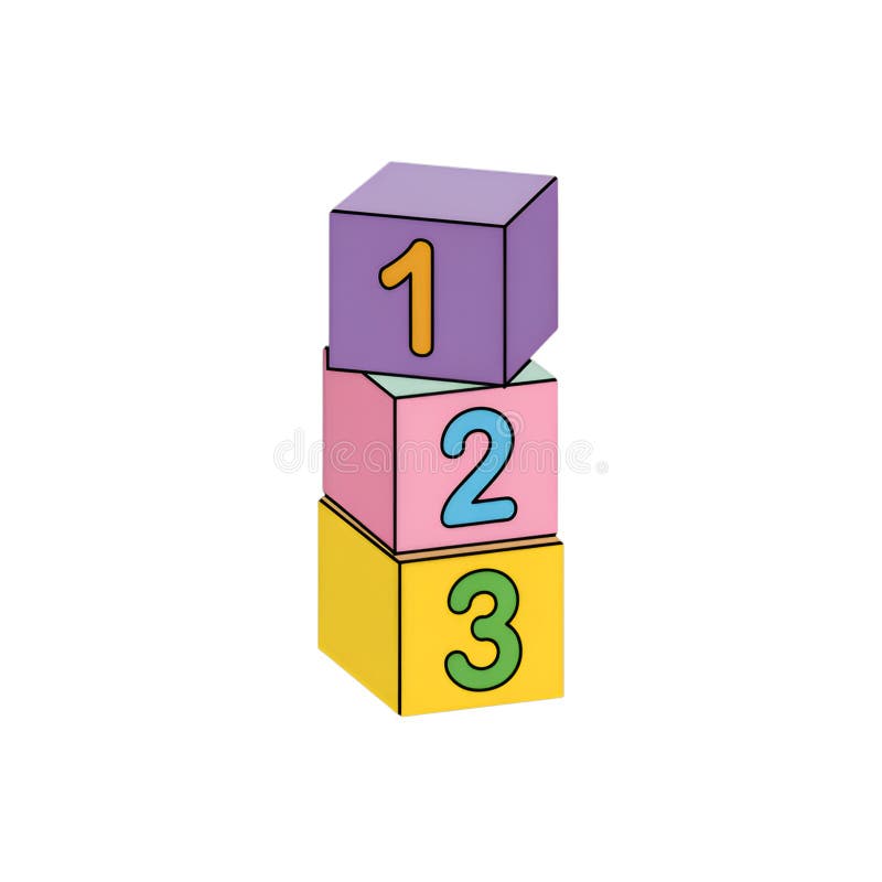 Number Blocks Stacked with One, Two, Three on White Surface for Kids ...