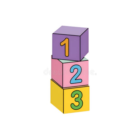 Number Blocks Stacked with One, Two, Three on White Surface for Kids ...