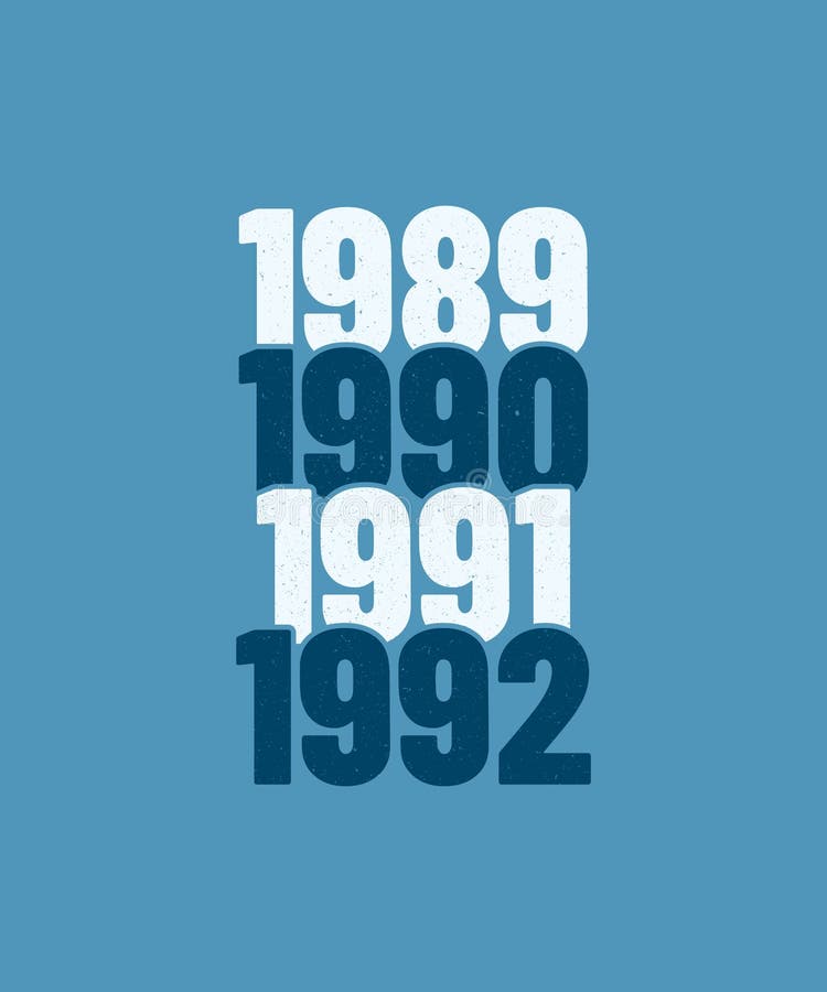 Number 1989 - 1992 on Blue Background Stock Illustration - Illustration ...