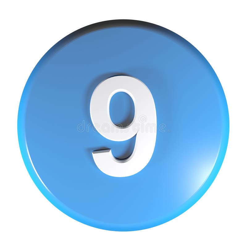 Number 5 Blue Circle Push Button - 3D Rendering Illustration Stock ...