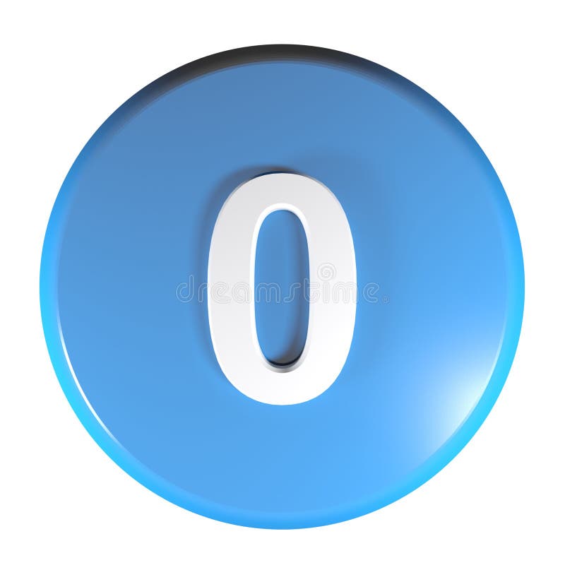 Number 0 Blue Circle Push Button - 3D Rendering Illustration Stock ...