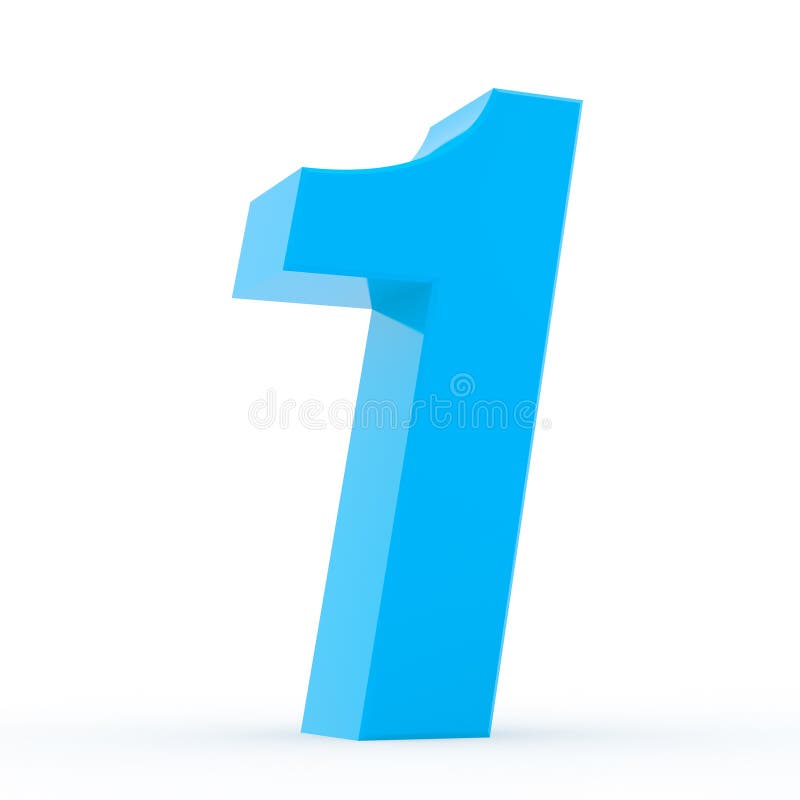 Number 1 Blue Collection on White Background Illustration 3D Rendering ...