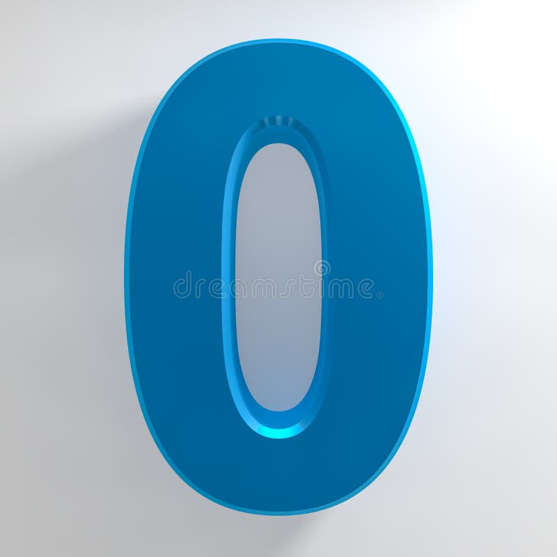Number 0 Blue Color Collection on White Background Illustration 3D ...