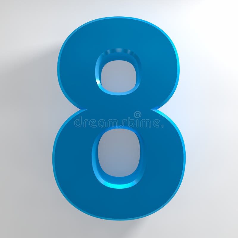 Number 8 Blue Color Collection on White Background Illustration 3D ...