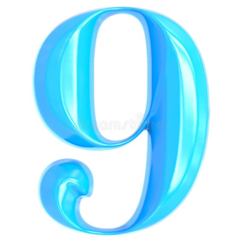9 Number Blue 3D with White Background Stock Illustration ...