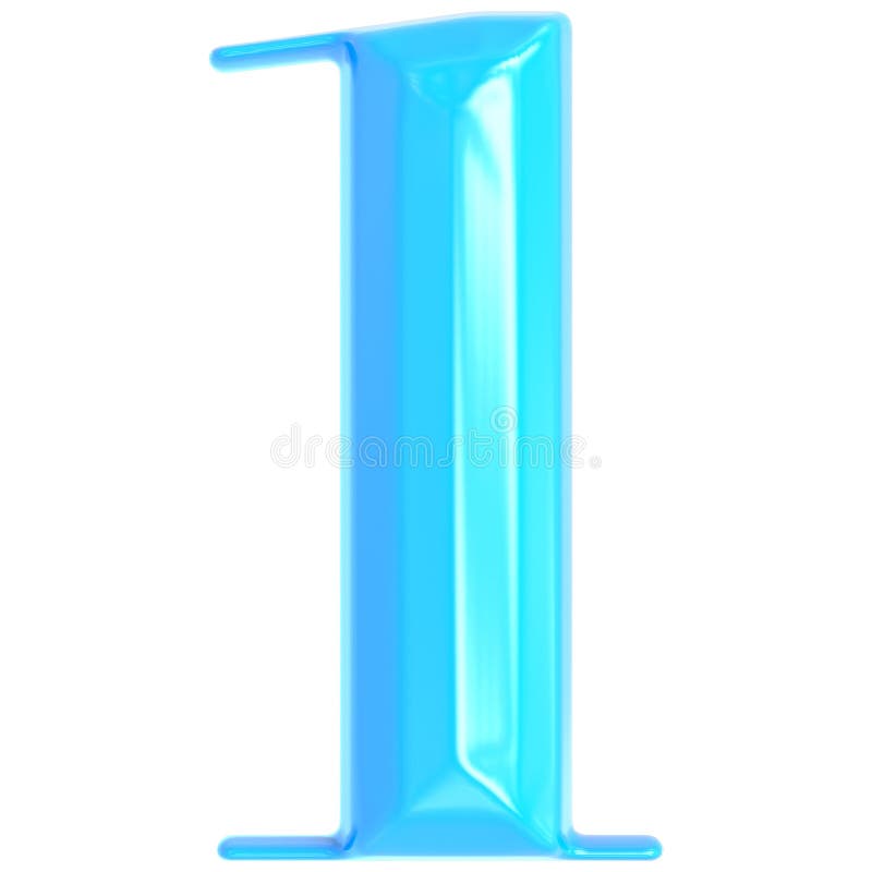1 Number Blue 3D with White Background Stock Illustration ...