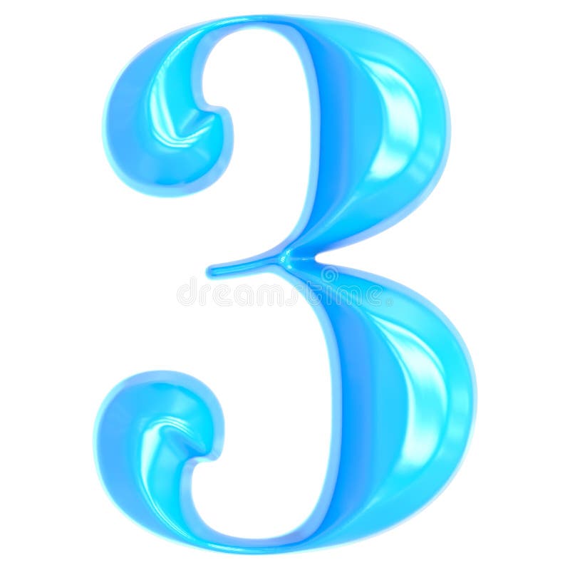 3 Number Blue 3D with White Background Stock Illustration ...