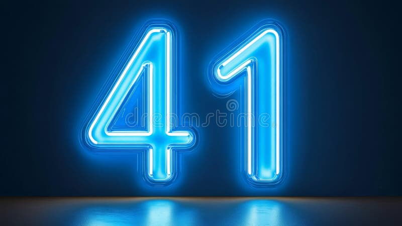 Number 41, Blue Neon Sign on Dark Wall. Electric Lighting, Decoration ...