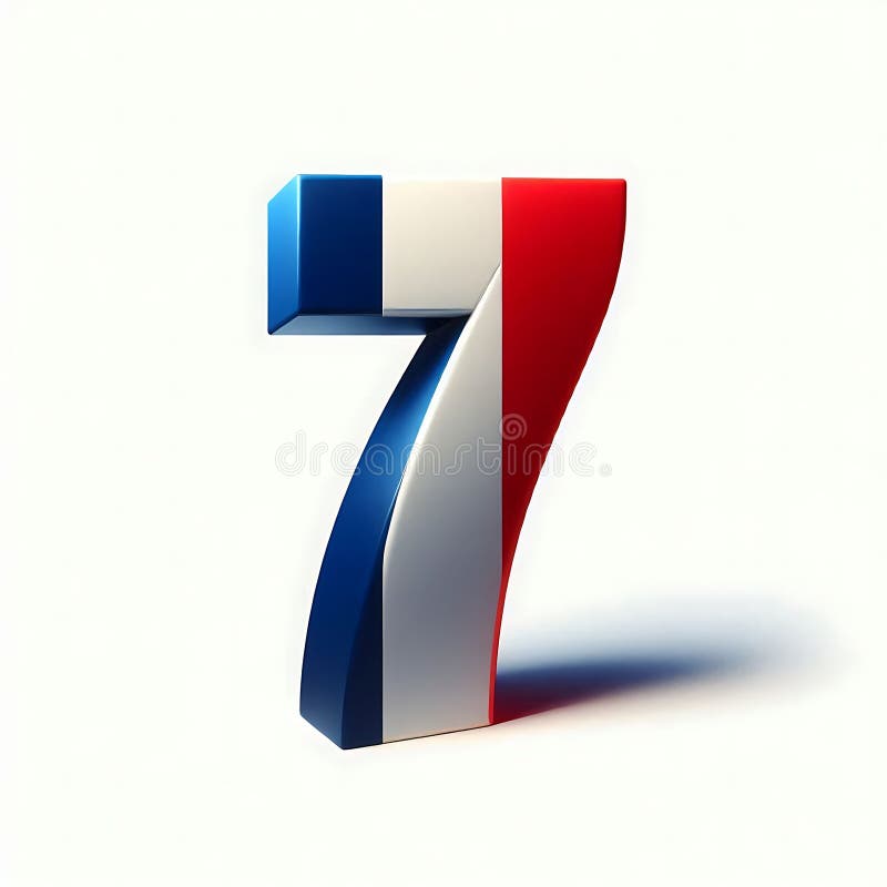 The Number 7 is in a Blue, Red, and White Color Scheme. it is a ...