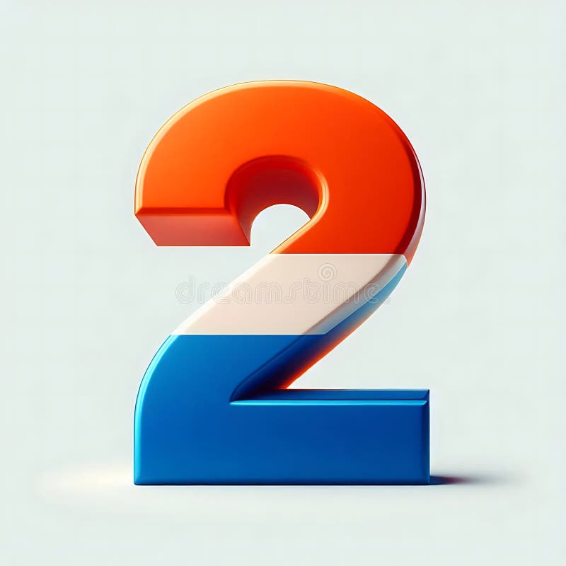 The Number 2 is in Blue, Red, and White. it is a Large Number that is ...