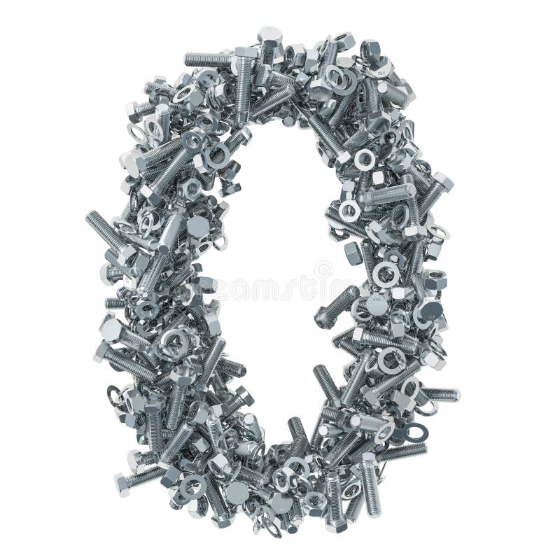 Number 9 from Bolts, Nuts and Washers. 3D Rendering Stock Illustration ...