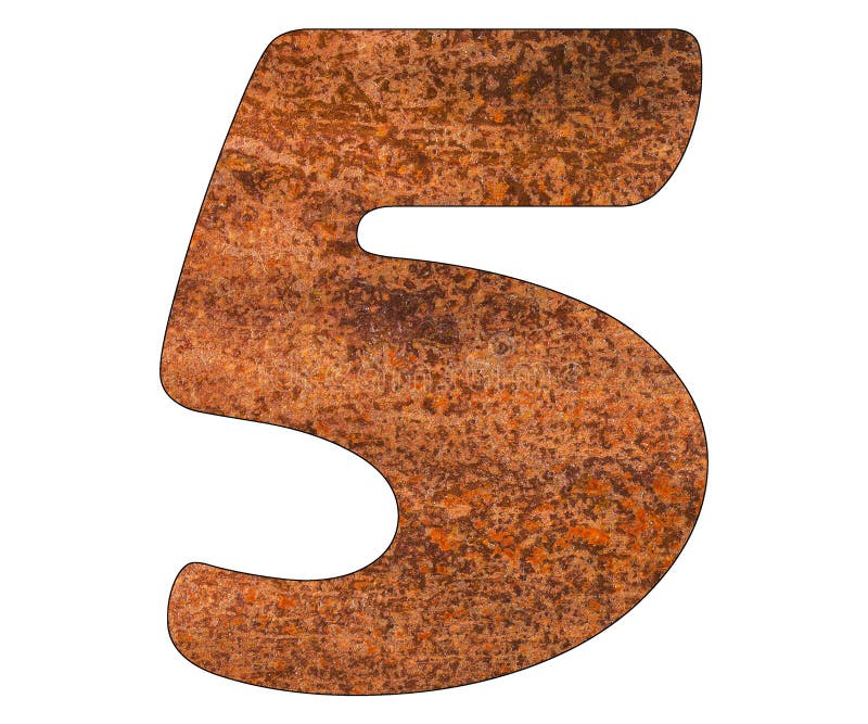 Number 5 at the Bottom of Rusty Metal Sheet Stock Photo - Image of ...