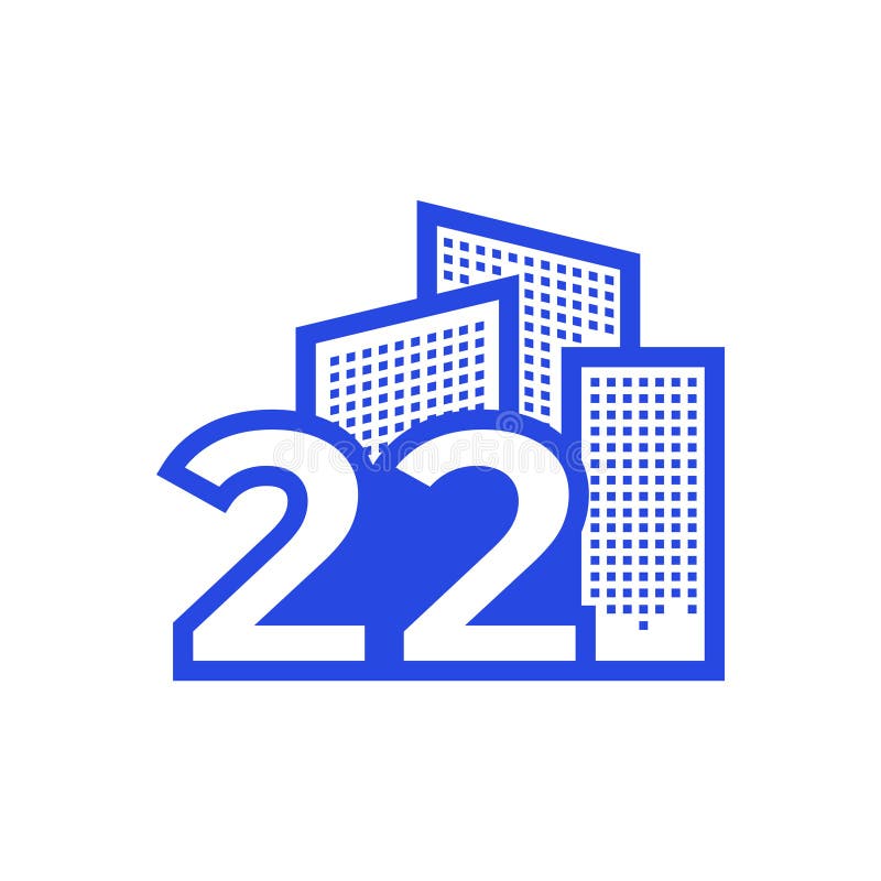 Number 22 with Building Logo Design Vector Graphic Symbol Icon ...