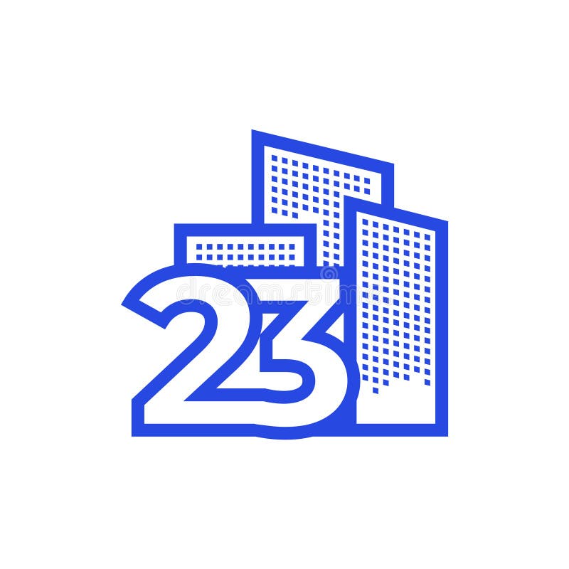 Number 23 with Building Logo Design Vector Graphic Symbol Icon ...