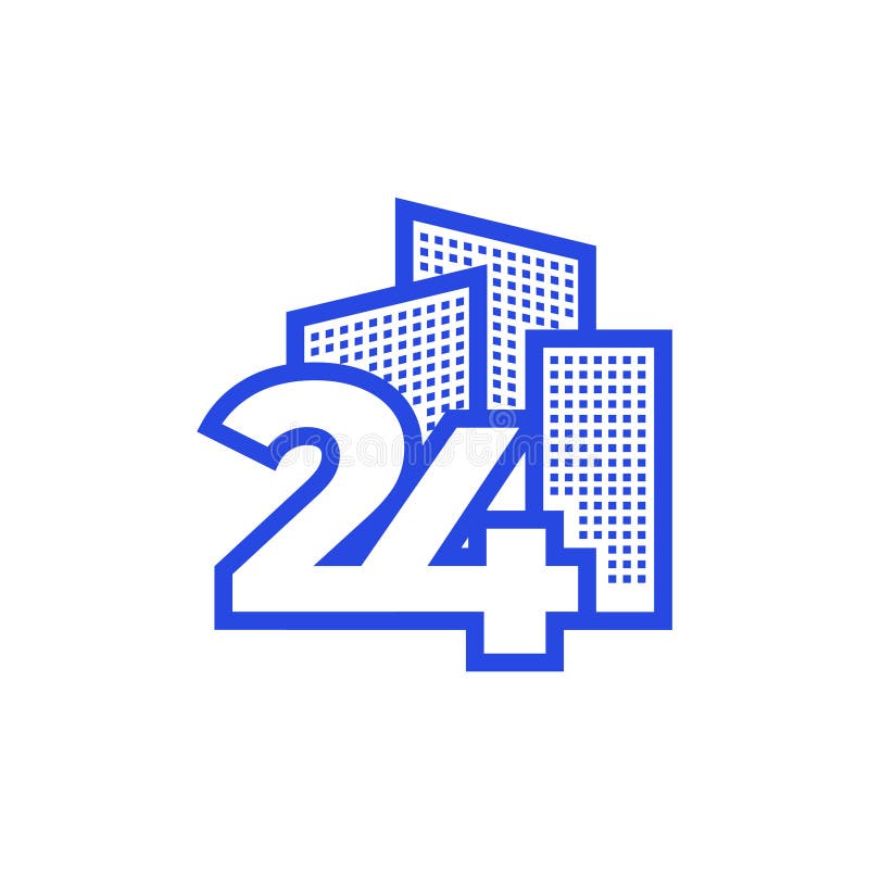 Number 24 with Building Logo Design Vector Graphic Symbol Icon ...