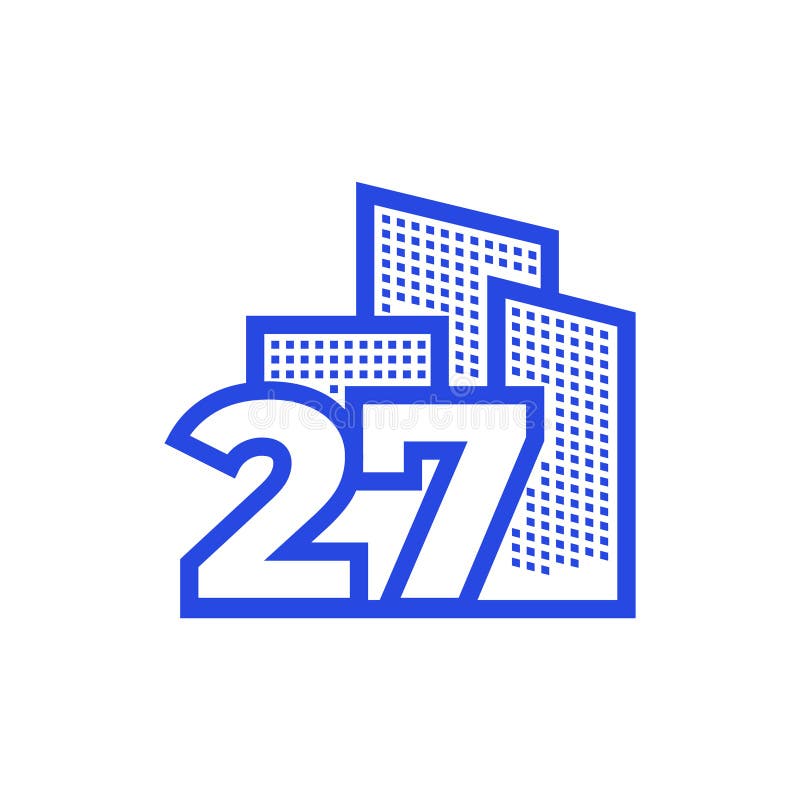 Number 27 with Building Logo Design Vector Graphic Symbol Icon ...