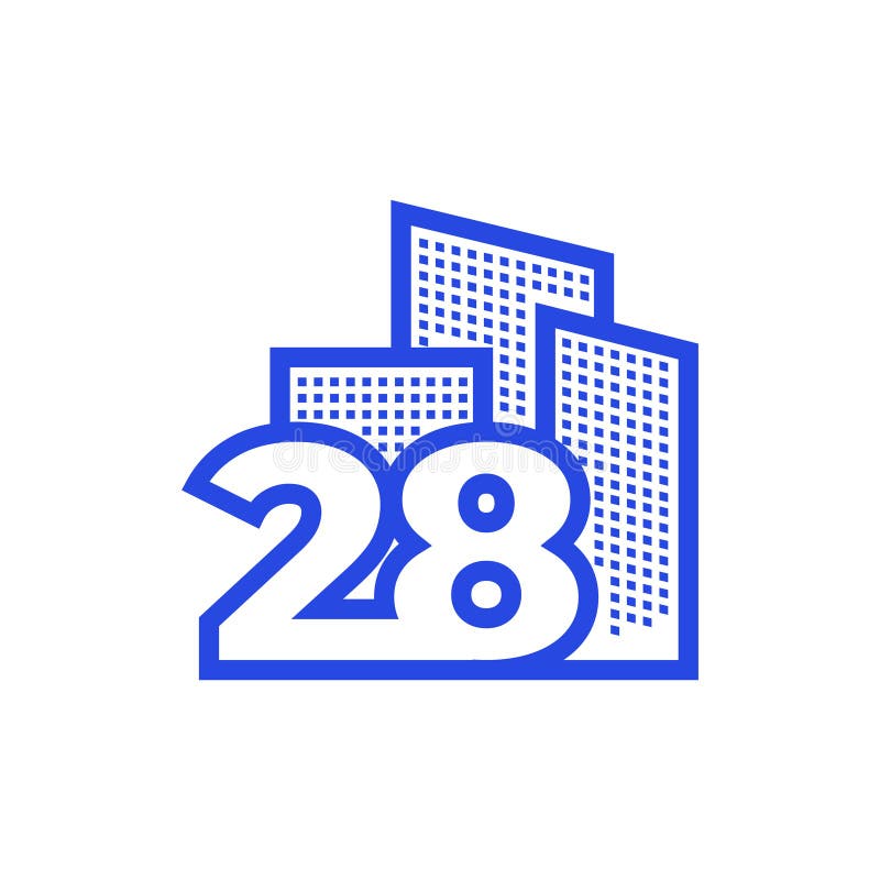Number 28 with Building Logo Design Vector Graphic Symbol Icon ...